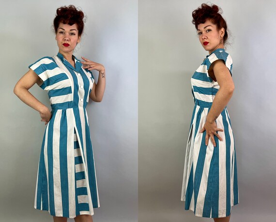 1940s Beach House Betty Frock | Vintage 40s Nautical … - Gem