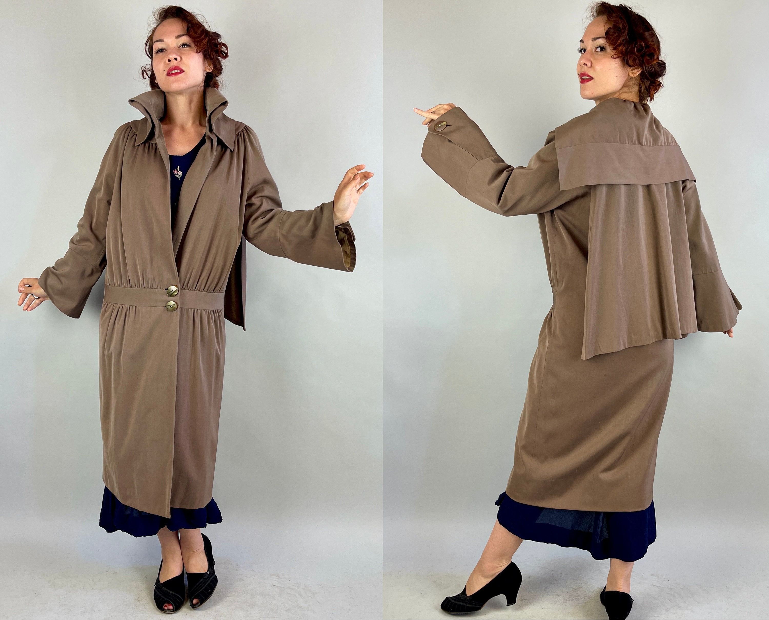 1920s Fabulous Flapper Coat | Vintage 20s Taupe Brown Wool Gabardine ...