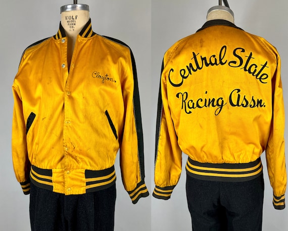 1940s Speed Racer Club Jacket | Vintage 40s Canary Ye… - Gem