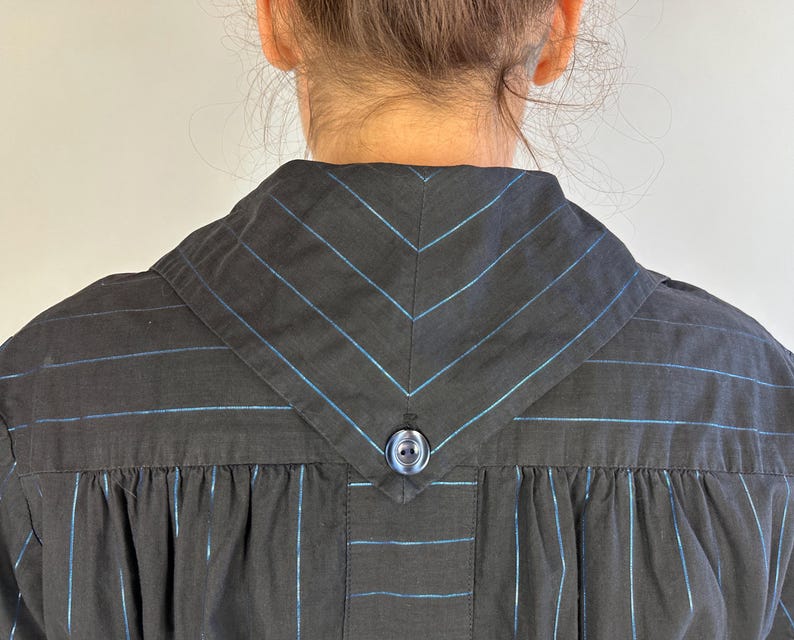 1950s Sparkling Stripes Frock | Vintage 50s Black With Metallic Blue ...