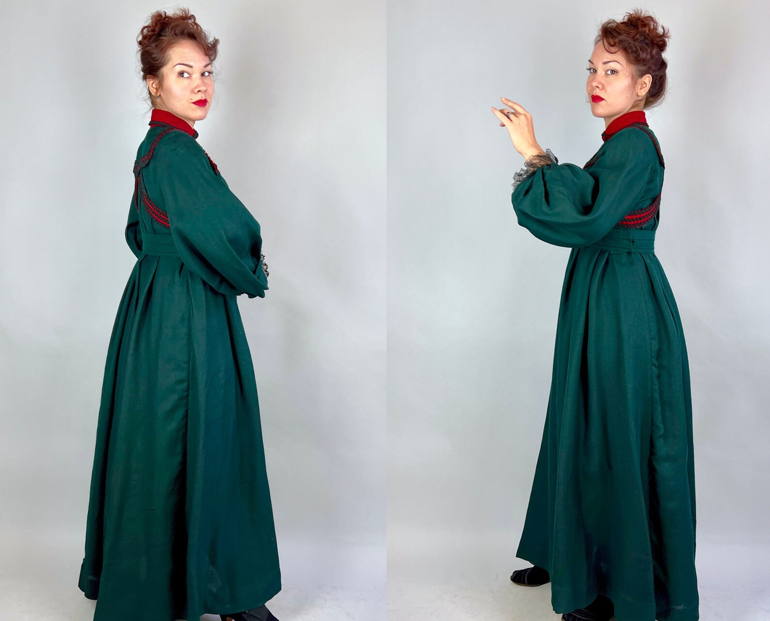 1800s Christmas Carol Dress | Antique Vintage Victorian Forest Green ...