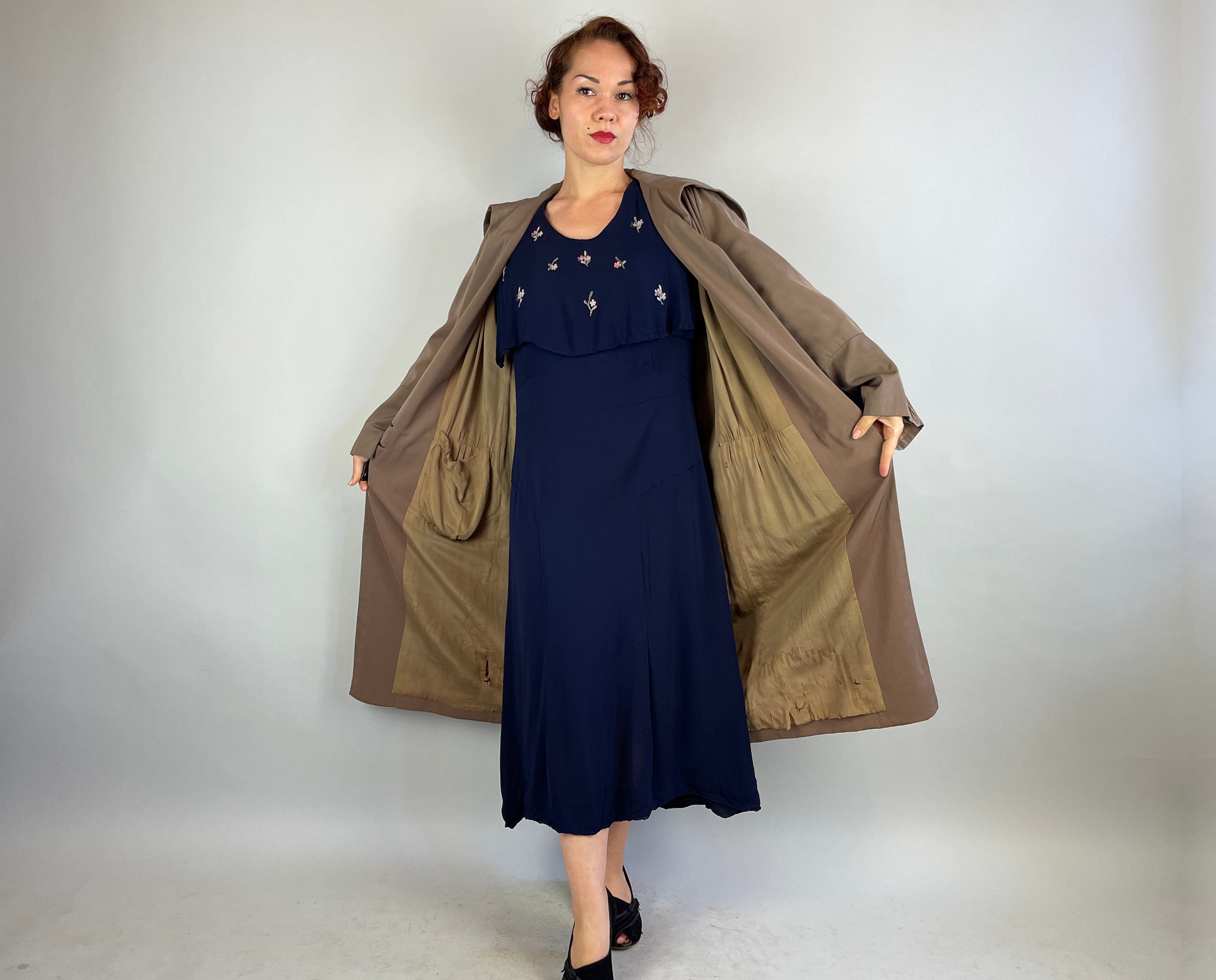 1920s Fabulous Flapper Coat | Vintage 20s Taupe Brown Wool Gabardine ...