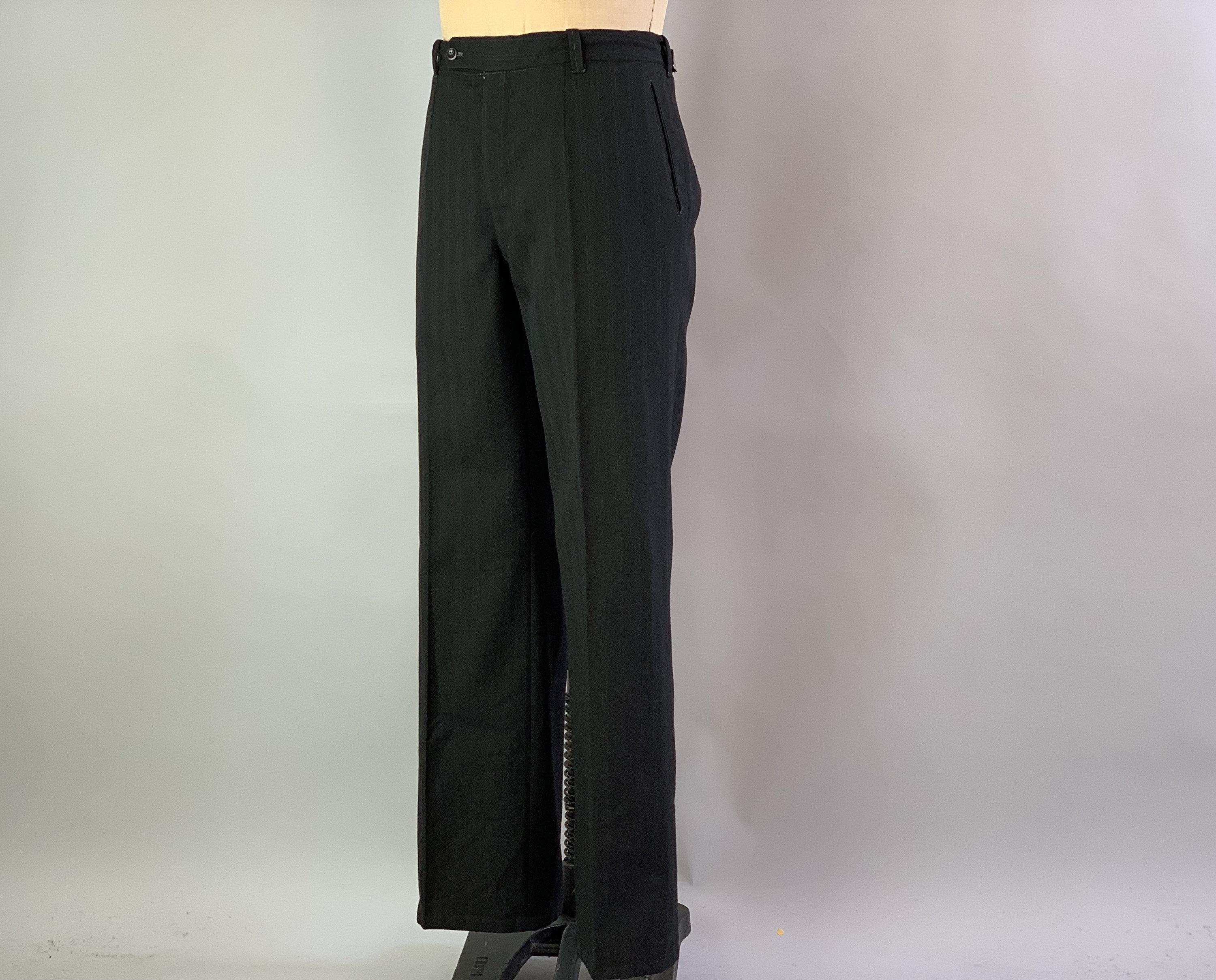 1930s Dapper Dan Trousers | Vintage 30s Black Wool Pants Slacks with ...