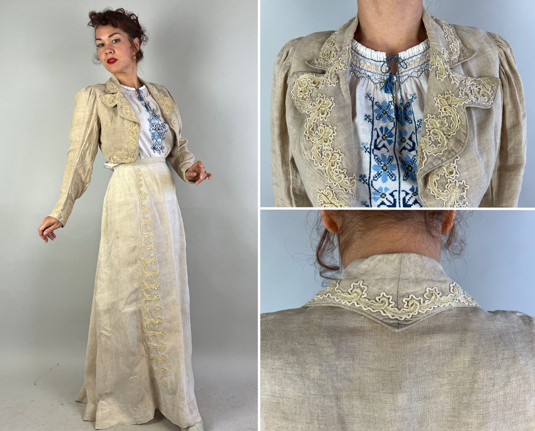1900s Summer Saunter Jacket and Skirt Ensemble Vintage Antique ...