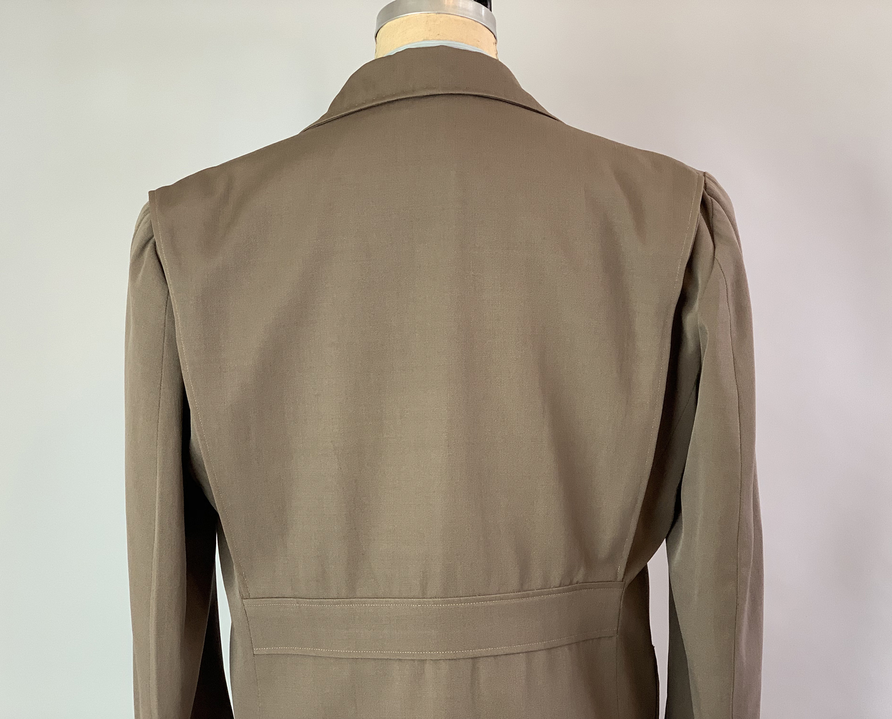 1940s Belted Back Casual Jacket | Vintage 40s Mens Ash Grey Taupe Wool ...