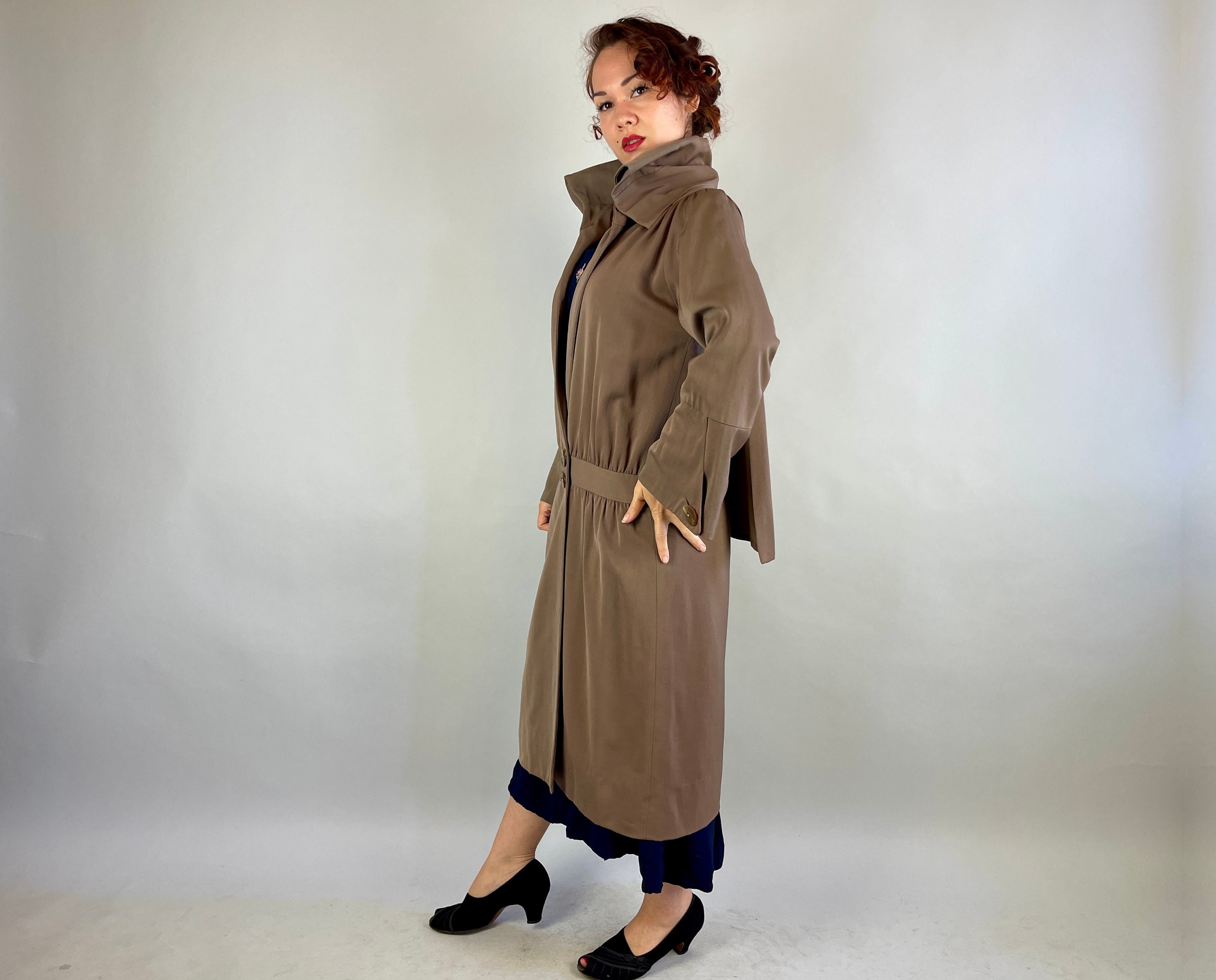 1920s Fabulous Flapper Coat | Vintage 20s Taupe Brown Wool Gabardine ...
