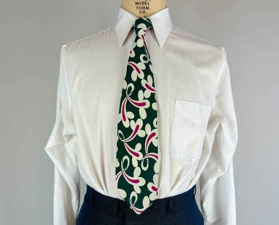 1940s Floral Island Fantasy Necktie | Vintage 40s Dee… - Gem