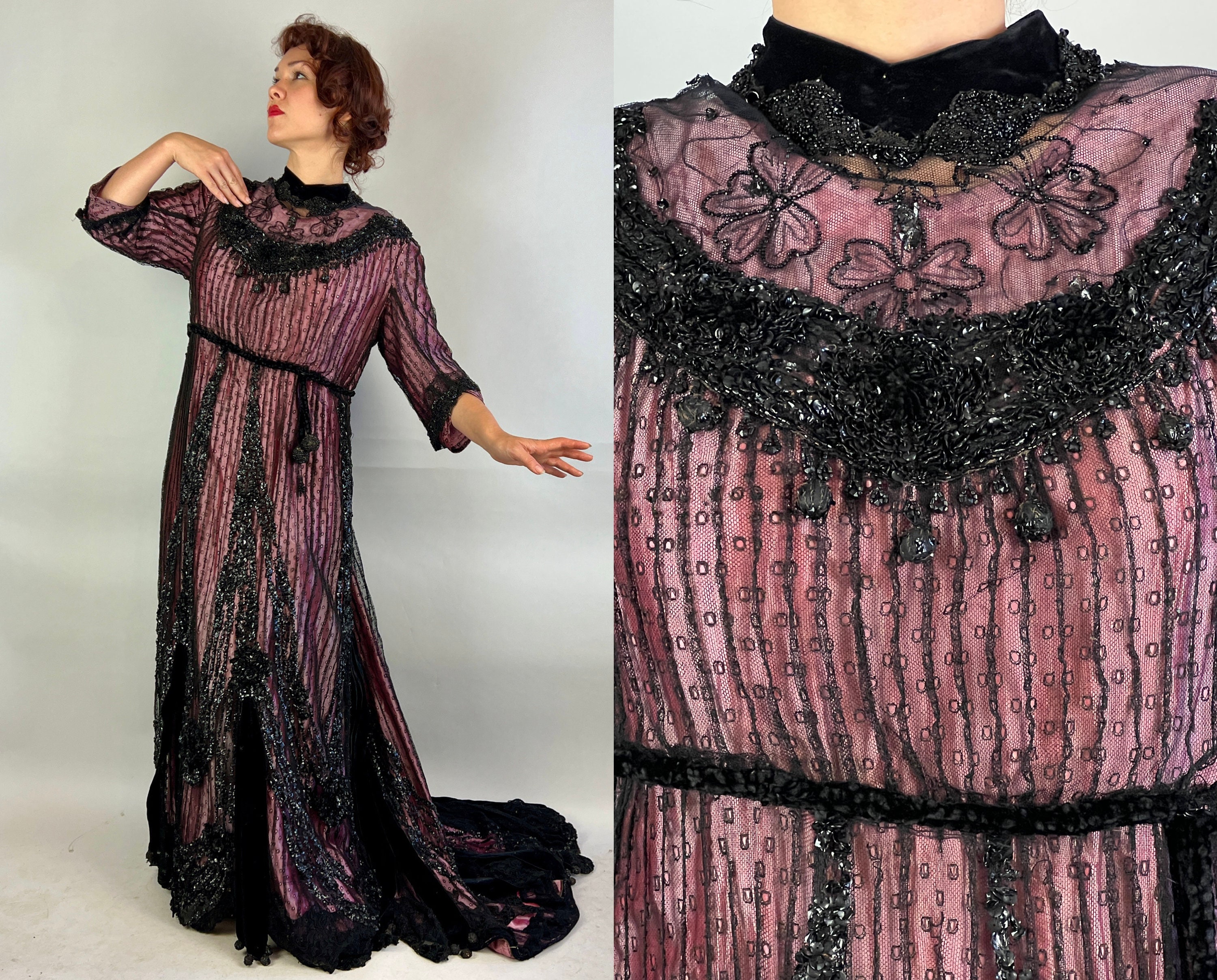 1910s Extravagant Extravaganza Gown | Antique Vintage Edwardian Black ...