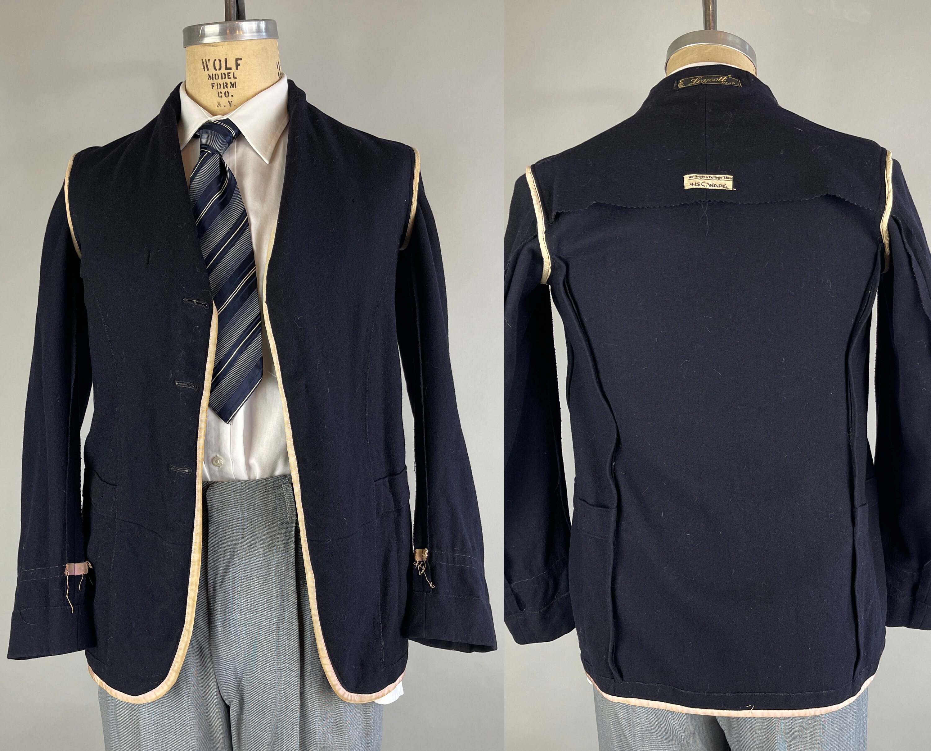 1930s Monochrome Mondays Boating Blazer | Vintage 30s Black Wool with ...