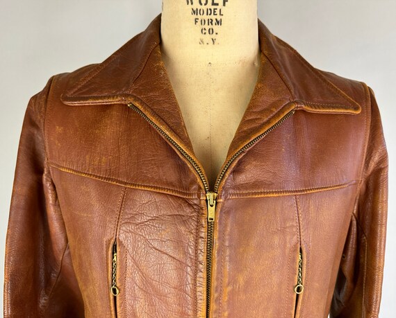 1930s Sportster Leather Jacket | Vintage 30s Brown To… - Gem