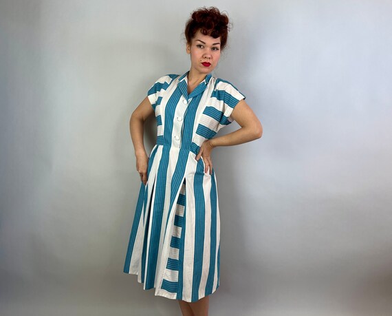 1940s Beach House Betty Frock | Vintage 40s Nautical … - Gem