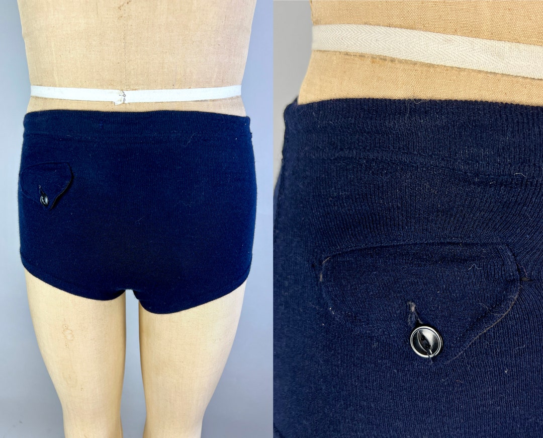 1940s in the Navy Swim Trunks | Vintage 40s WWII US Navy Blue Wool Knit ...