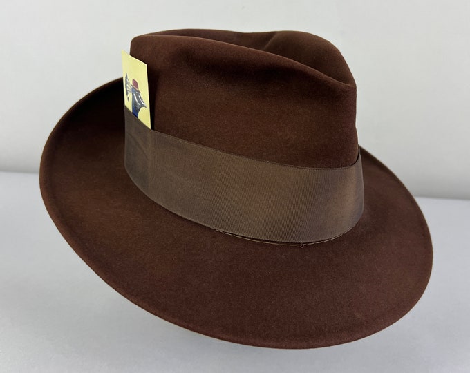 1940s Gorgeous Gumshoe Fedora Vintage 40s Chocolate Brown Beaver Felt ...