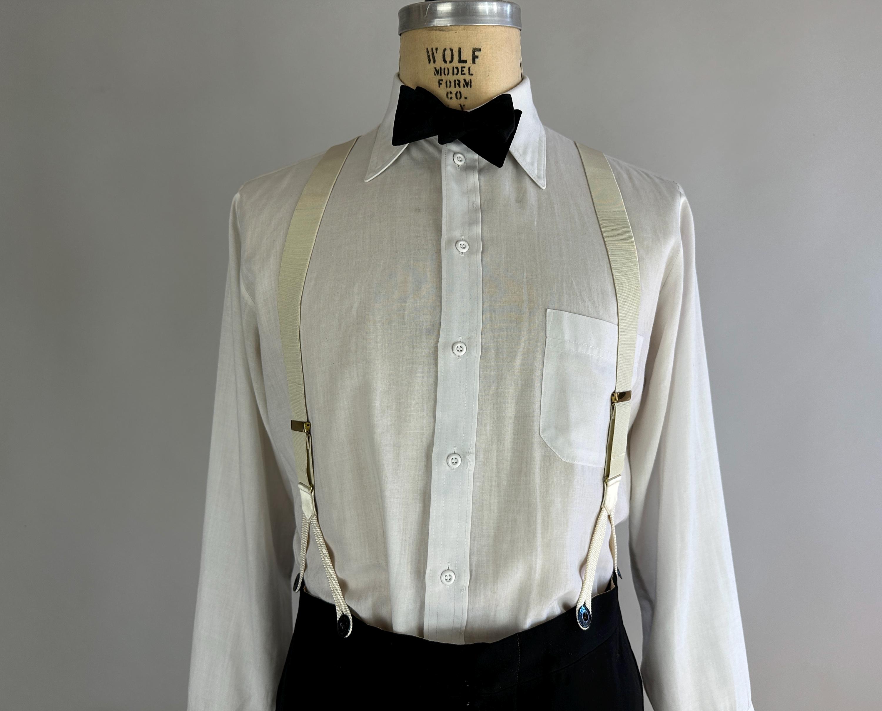 1940s Gentleman's Suspenders | Vintage 40s White Elastic Adjustable ...