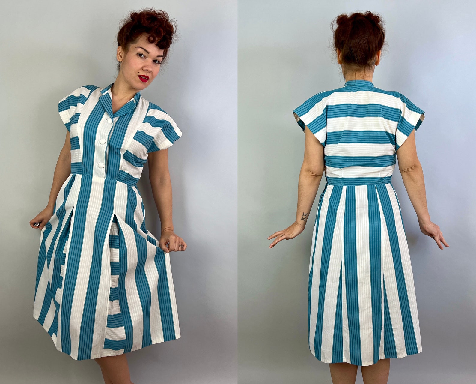 1940s Beach House Betty Frock Vintage 40s Nautical Cotton | Etsy