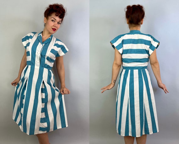 1940s Beach House Betty Frock | Vintage 40s Nautical … - Gem