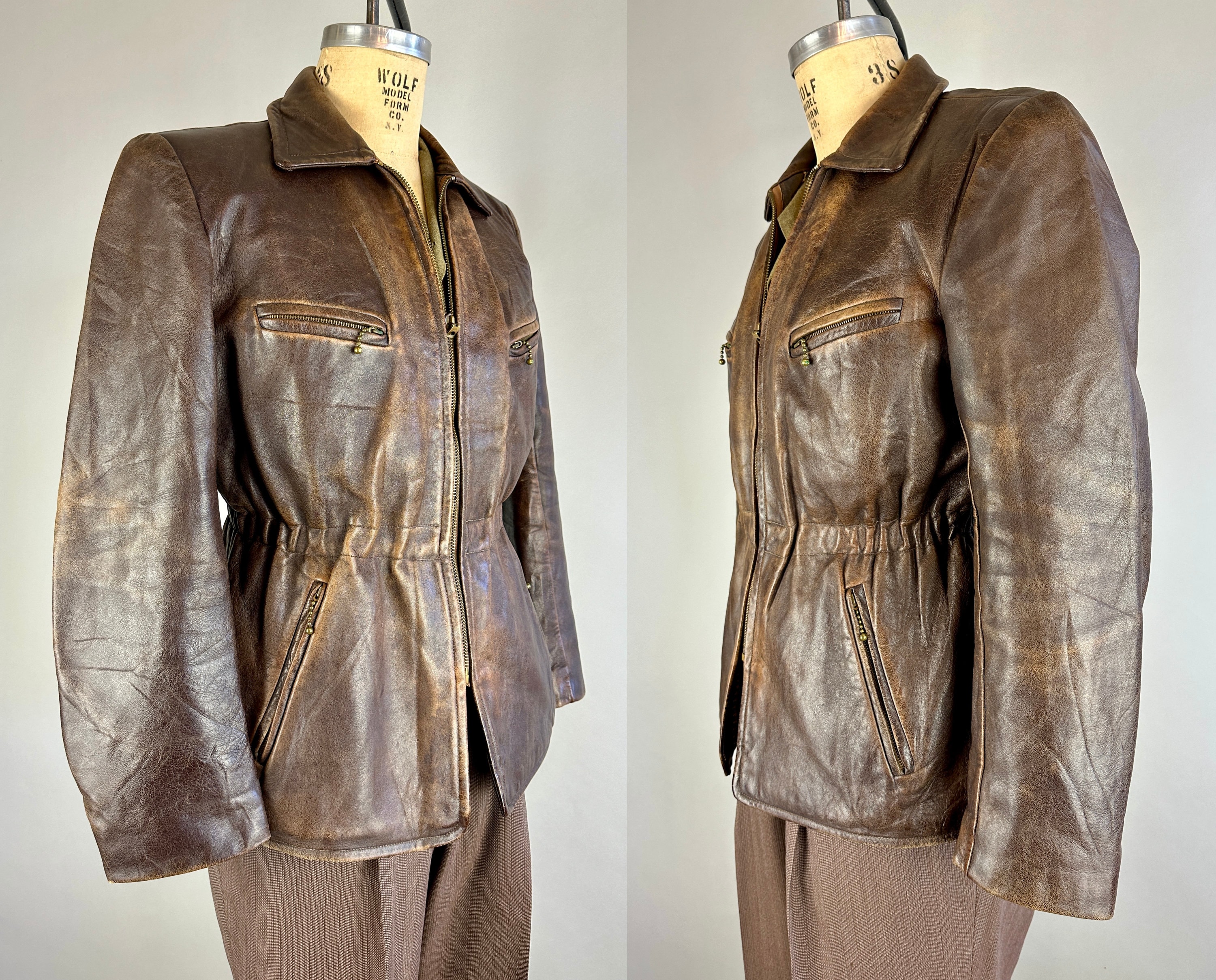 1930s Love you in Leather Jacket | Vintage 30s Walnut Brown Motorcycle ...