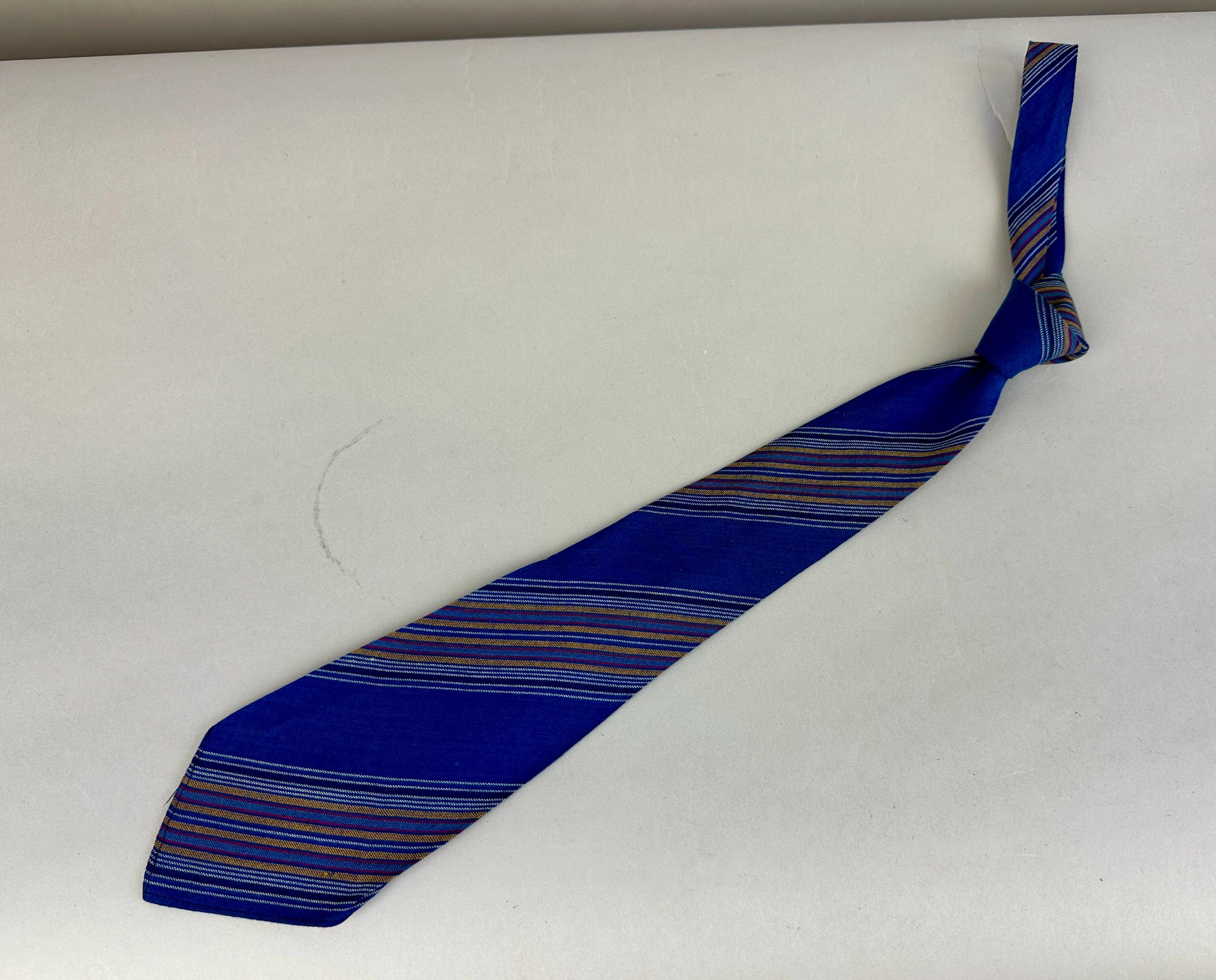 1930s A Classic Gentleman's Necktie | Vintage 30s Blue Red Yellow and ...