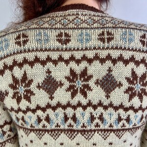 1940s Snow Bunny Sweater Vintage 40s Brown Blue & White Wool Winter ...