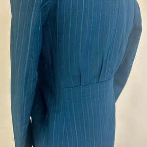 1930s Teal Belted Back Suit Vintage 30s Two Piece Pinstriped Wool Set ...