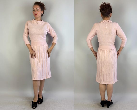 1950s Penny's Perfect Pink Knit Set | Vintage 50s 2 P… - Gem