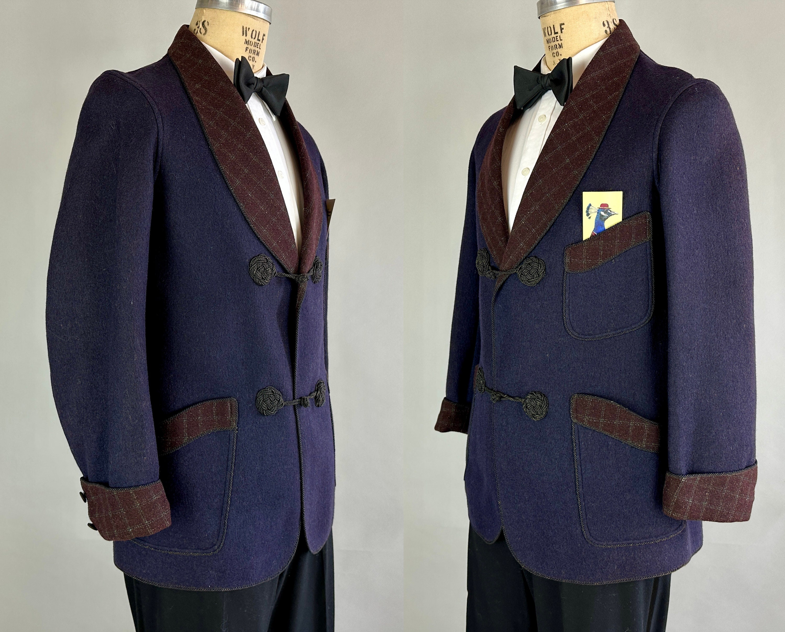1920s Gentleman's Delight Smoking Jacket | Vintage Antique 20s Blue and ...