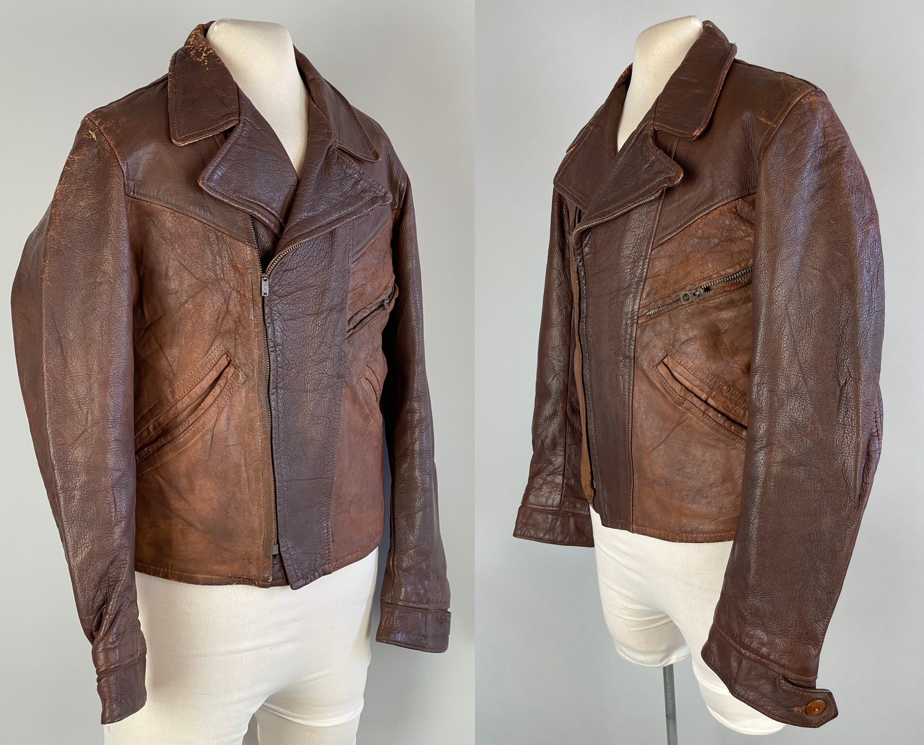 1930s Two Tone Belted Back Jacket | Vintage 30s Iron and Pecan Brown ...