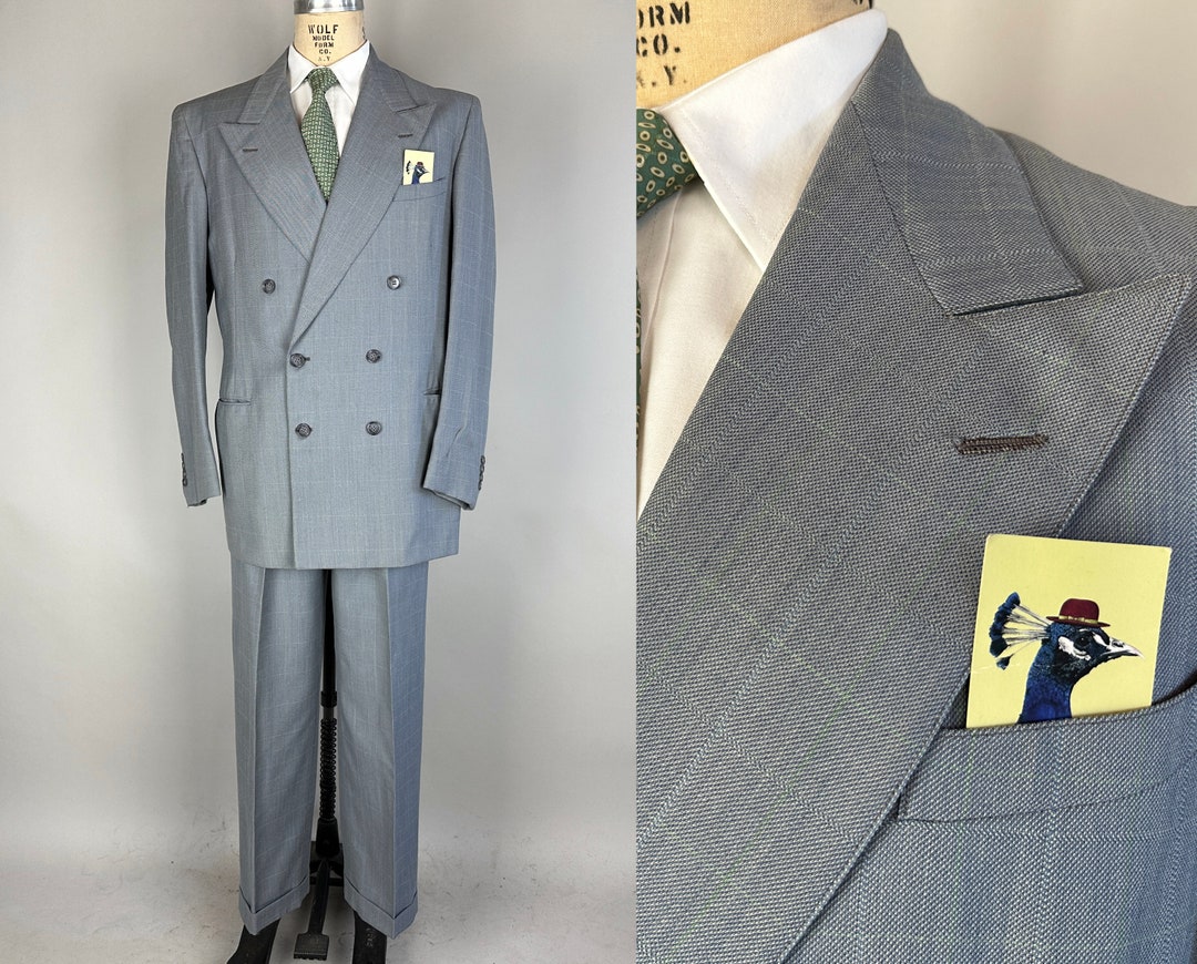 1940s Myers' Marvelous Suit | Vintage 40s Slate Blue Grey With Jade ...