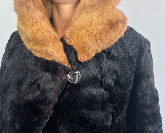 1920s Two Tone Tundra Coat | Vintage 20s Black Sheare… - Gem