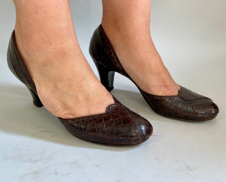 1940s Regal Reptile Pumps Vintage 40s Natural Brown - Etsy