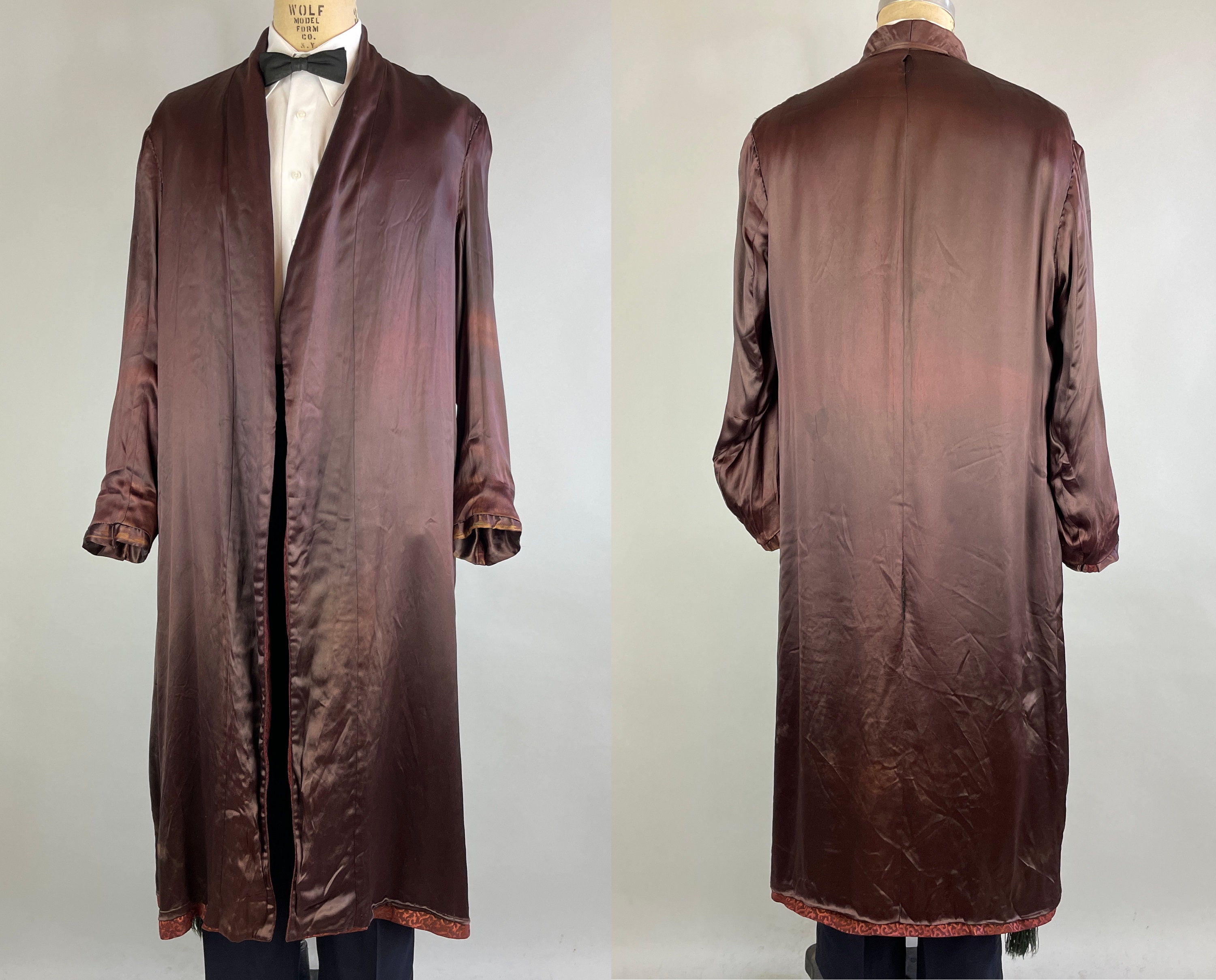1940s Gilded Age Dressing Robe | Vintage 40s Amber Swirls Over Cinnamon ...