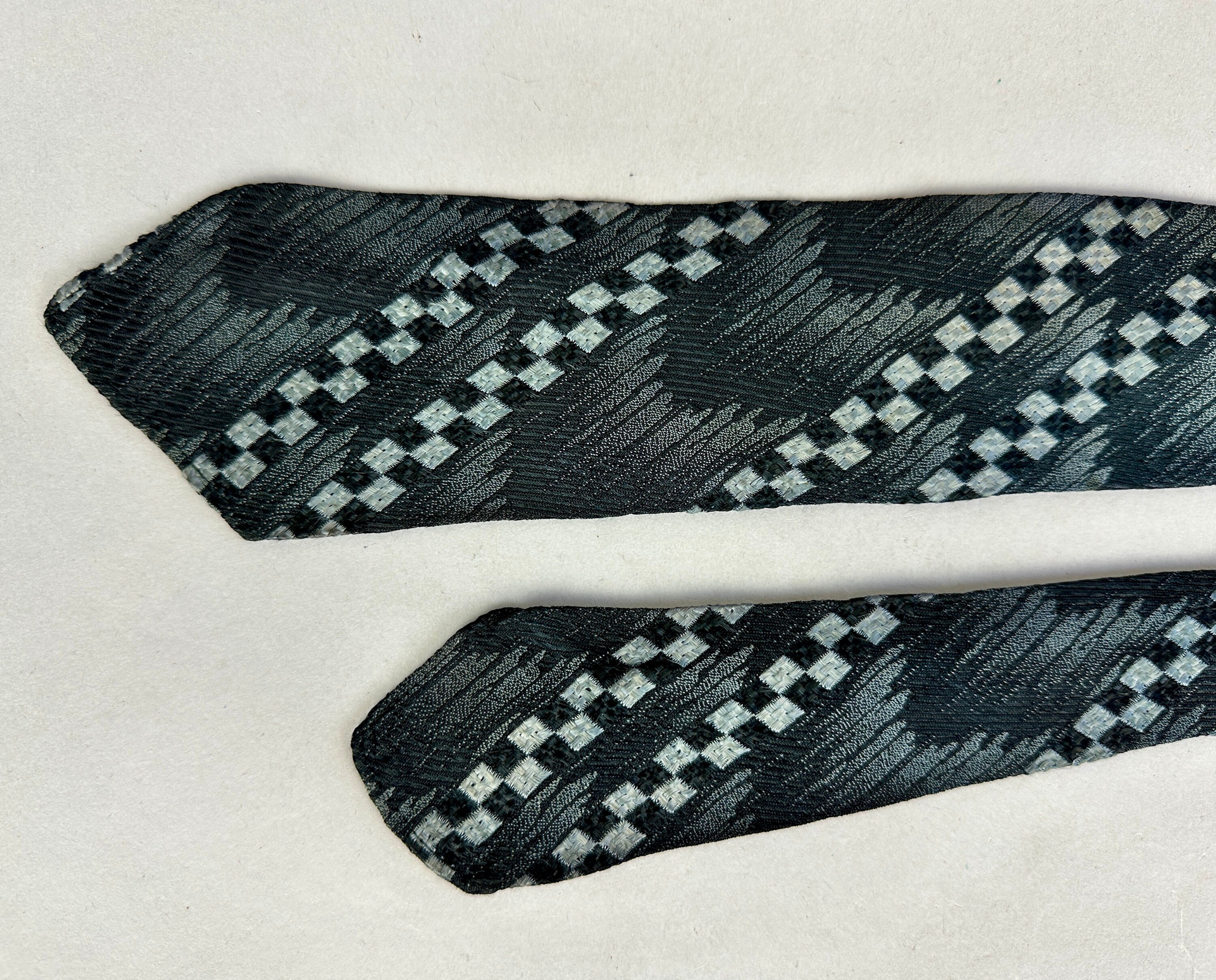 1920s Rushing Winds Necktie | Vintage 20s Black and Silver Grey ...