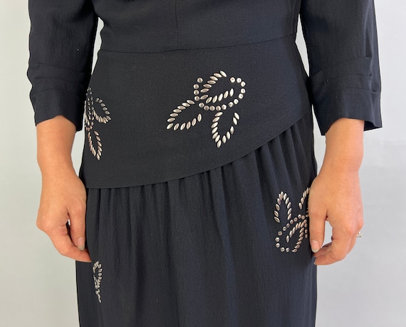 1940s Ravishing Rabbits Dress | Vintage 40s Black Ray… - Gem