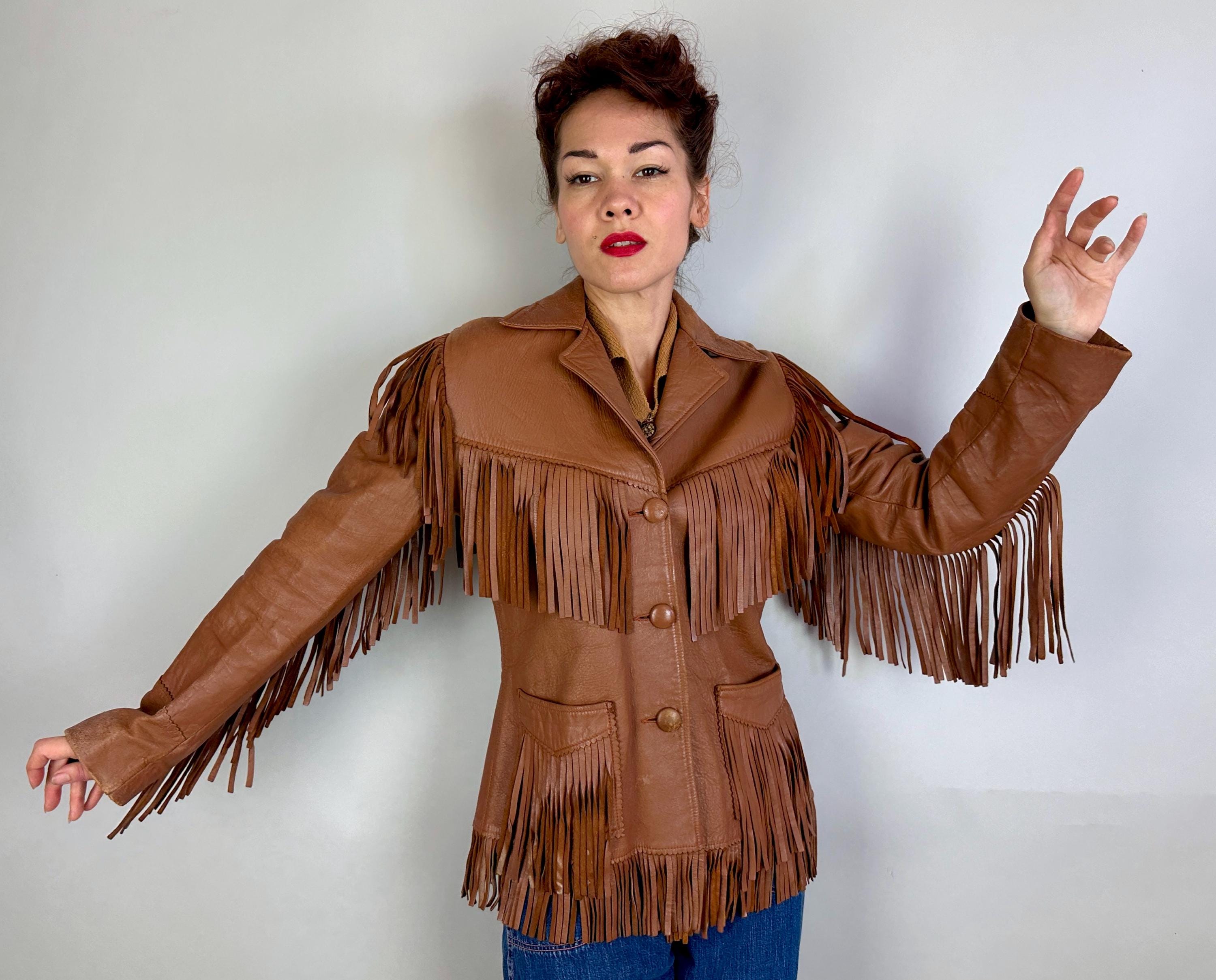1940s Wild West Wendy Jacket | Vintage 40s Tawny Brown Leather Dripping ...