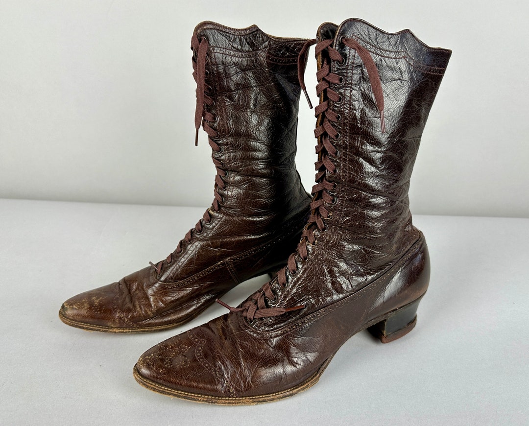 1800s Blessed Brown Boots | Vintage Antique Victorian Walnut Leather ...