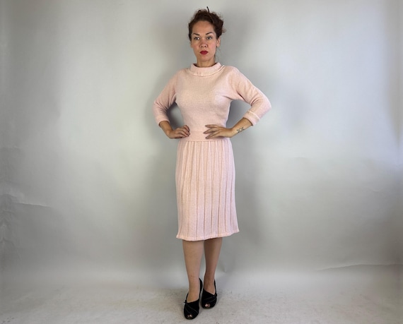 1950s Penny's Perfect Pink Knit Set | Vintage 50s 2 P… - Gem