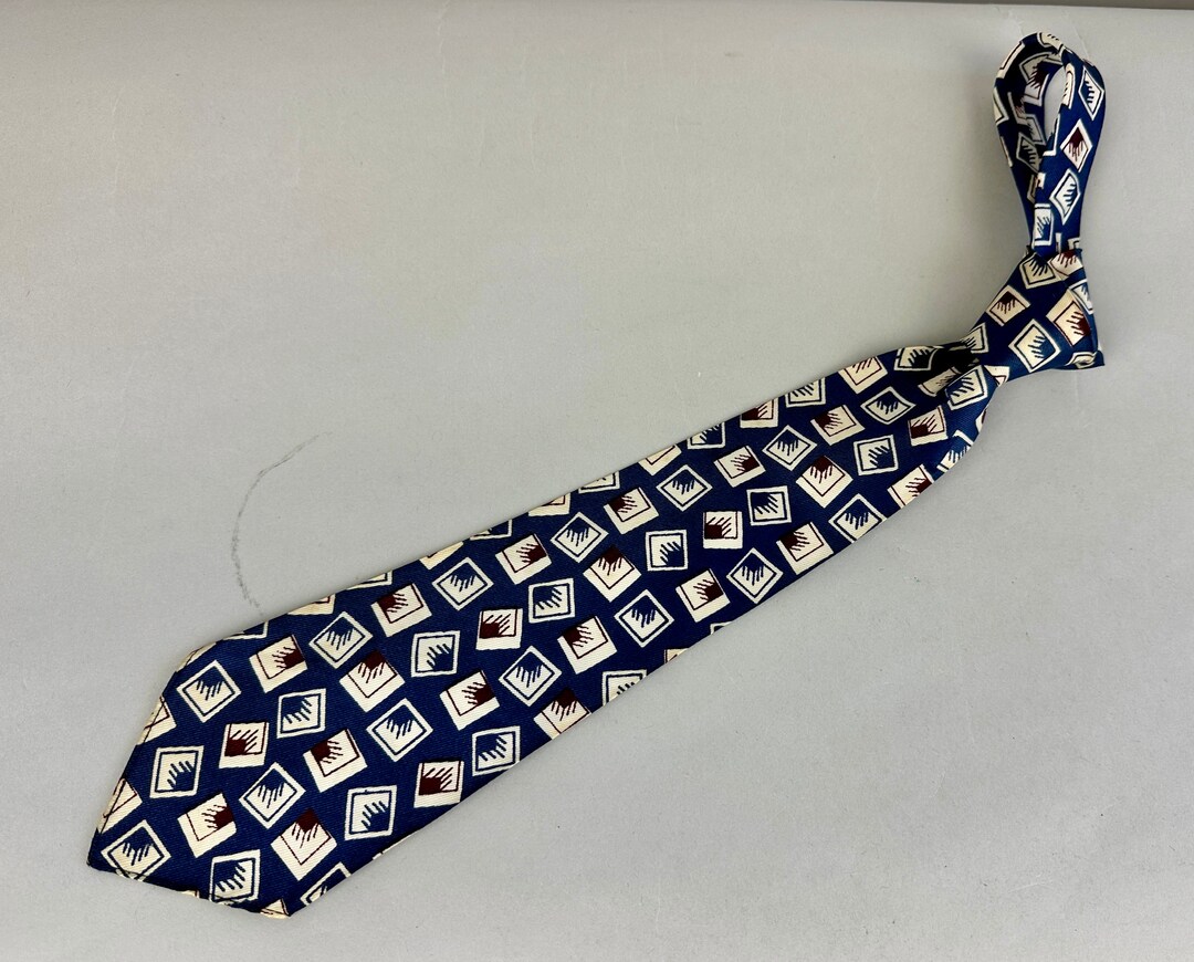 1930s Picture Perfect Necktie Vintage 30s Deadstock Blue White and ...