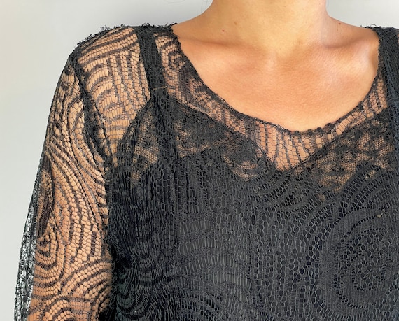 1920s Hypnotic Heda Dress | Vintage 20s Black Interlo… - Gem