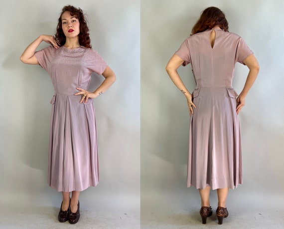 1940s Lively Lithe Lilac Dress | Vintage 40s Purple R… - Gem