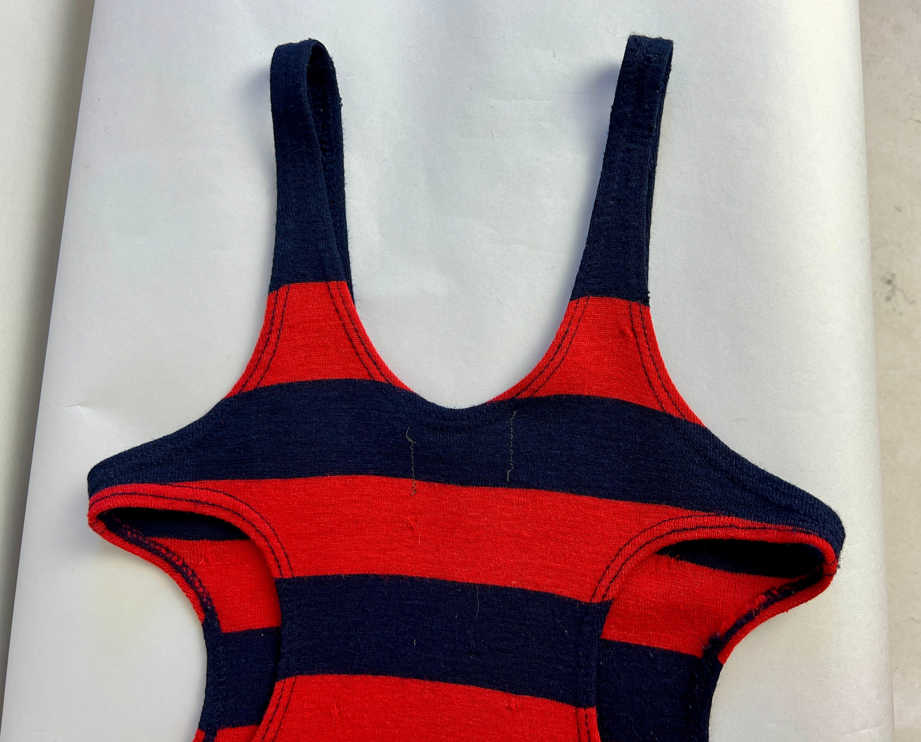 1920s Color Bars Bathing Suit | Vintage Antique 20s Navy Blue and Red ...