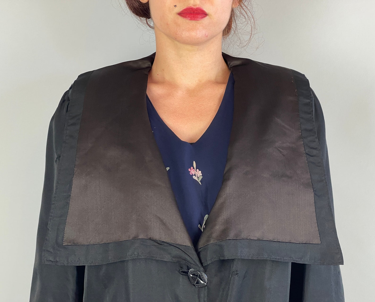 1920s Dark Decadence Duster Coat Vintage 20s Black Silk | Etsy