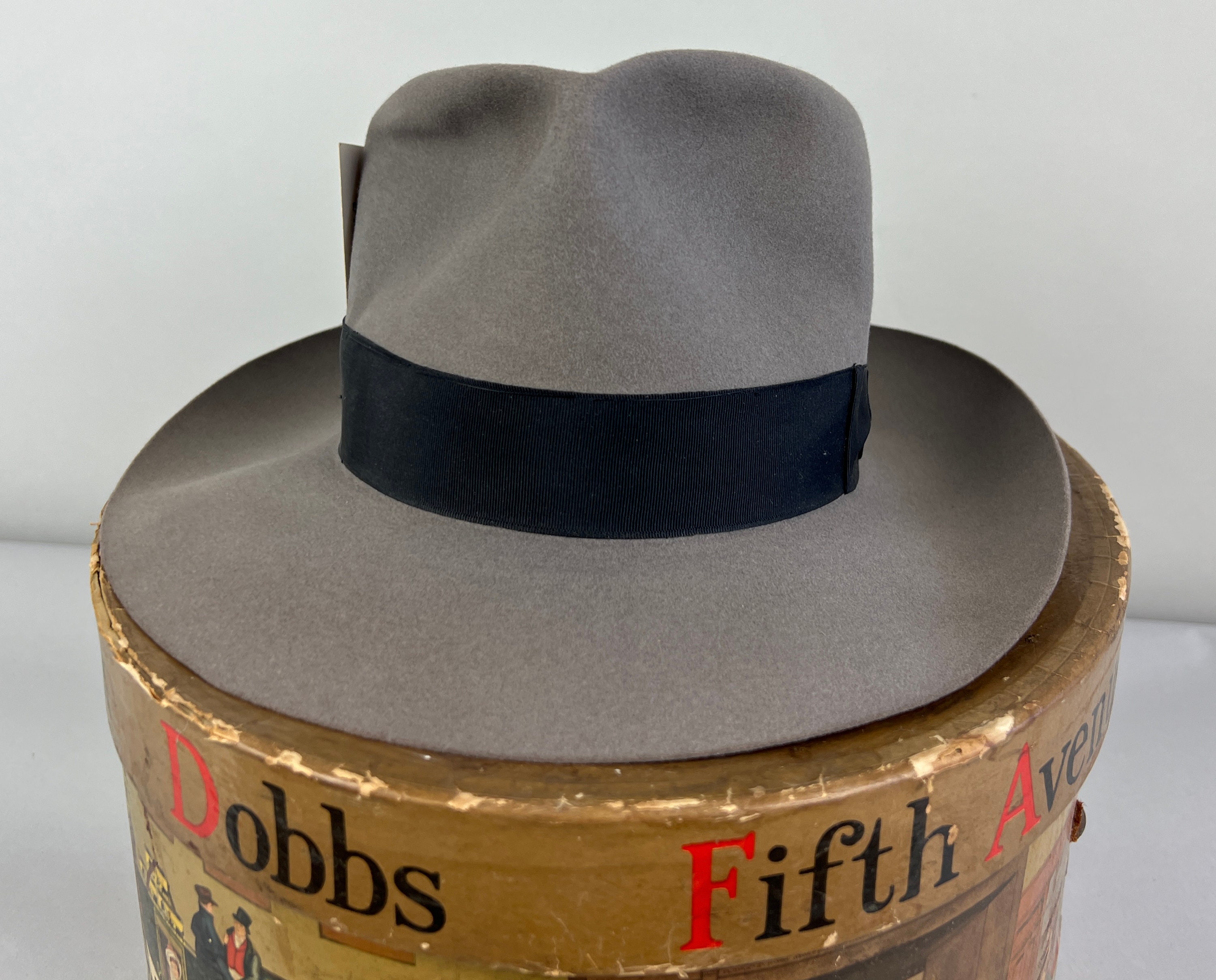 1930s Dove Grey Dobbs Fedora | Vintage 30s Gray Fur Felt Hat with Black ...