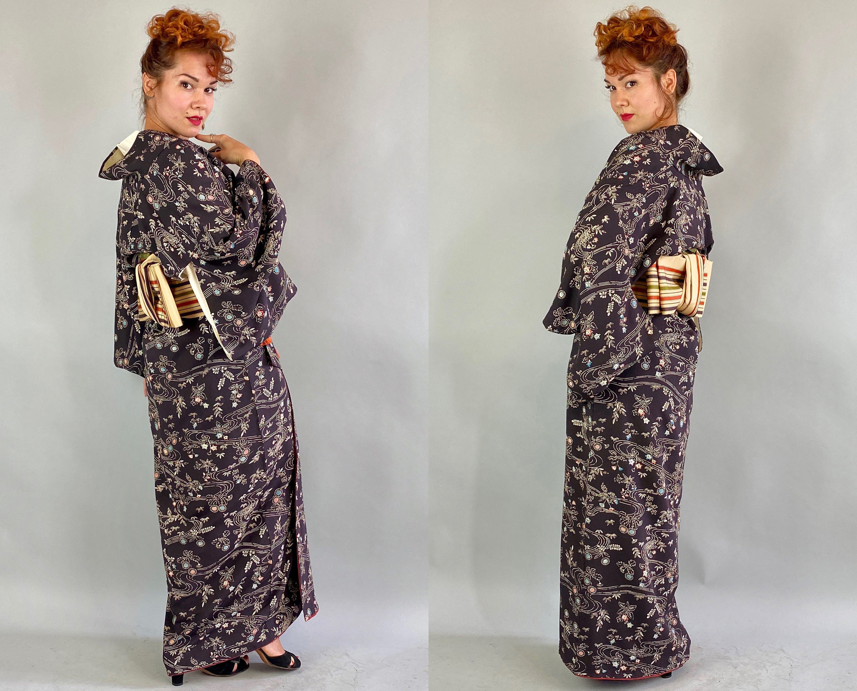 1950s Kimono Kitsuke | Vintage 50s Five Piece Traditional 1950s Kimono Kitsuke | Vintage 50s Five Piece Traditional