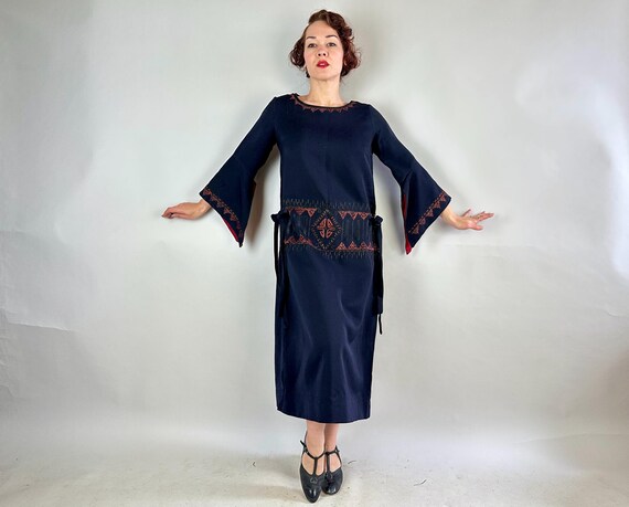 1920s Visceral Vamp Frock | Vintage 20s Black Wool Dr… - Gem