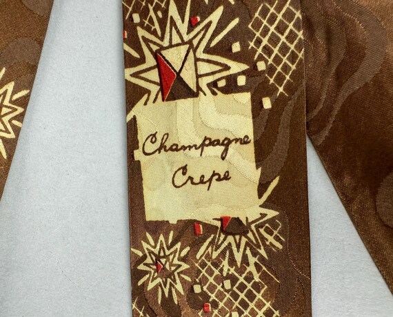 1940s Flashy Fireworks Necktie | Vintage 40s Bronze S… - Gem