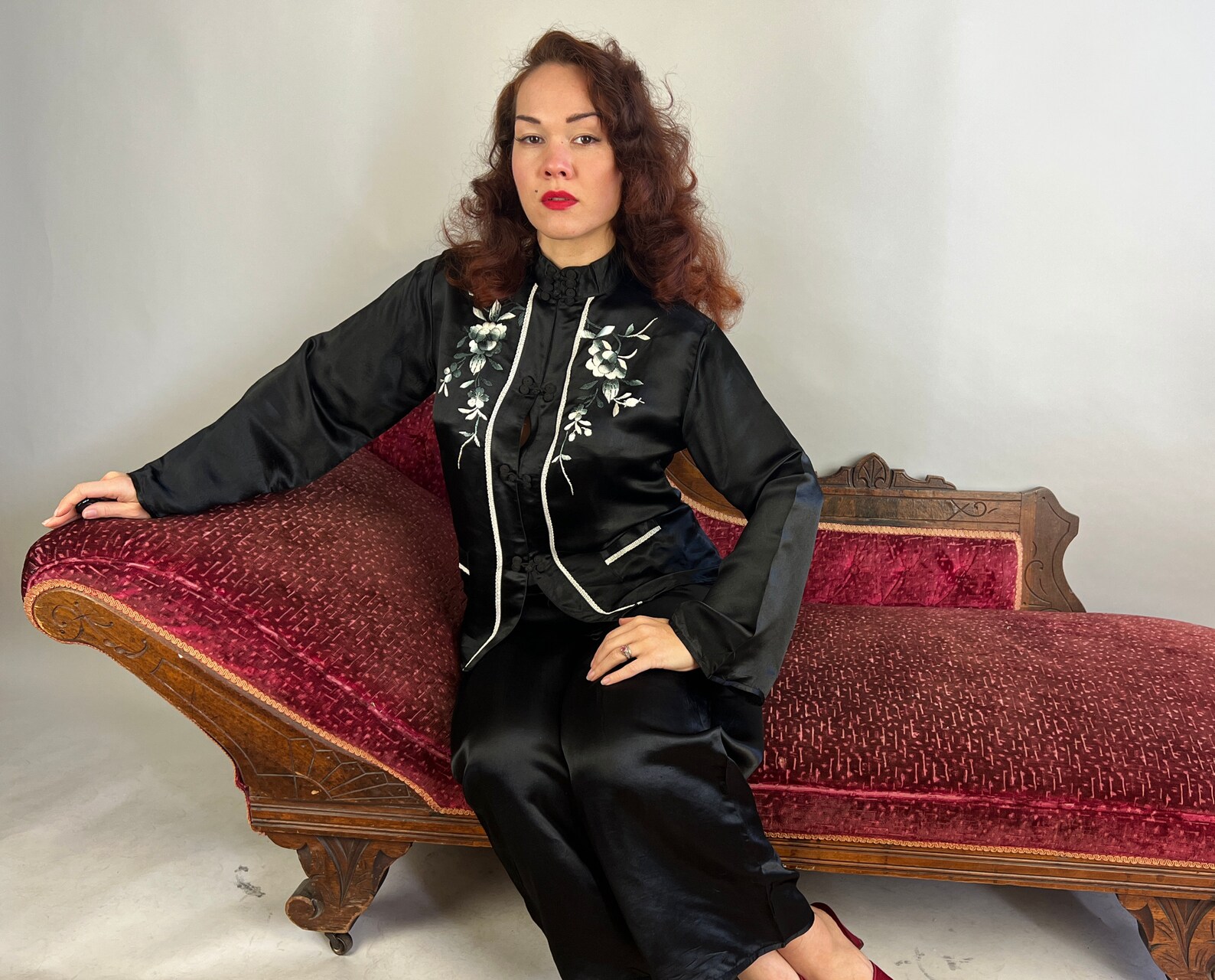 1940s Mistress Midnight Lounge Set Vintage 40s Silk Asian - Etsy