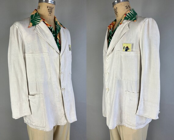 1930s Bermuda Triangle Tropical Blazer | Vintage 30s … - Gem