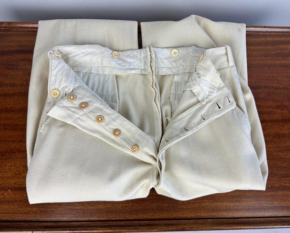 1930s Summer Soiree Trousers | Vintage 30s Cream White Wool 1930s Summer Soiree Trousers | Vintage 30s Cream White Wool