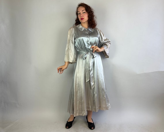 1930s Silver Siren Dressing Gown | Vintage 30s Icy Si… - Gem