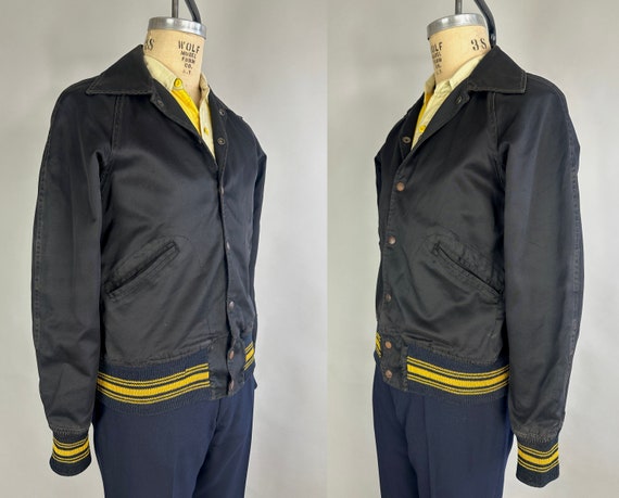 1950s Wowza Wasps Letterman Jacket | Vintage 50s Blac… - Gem